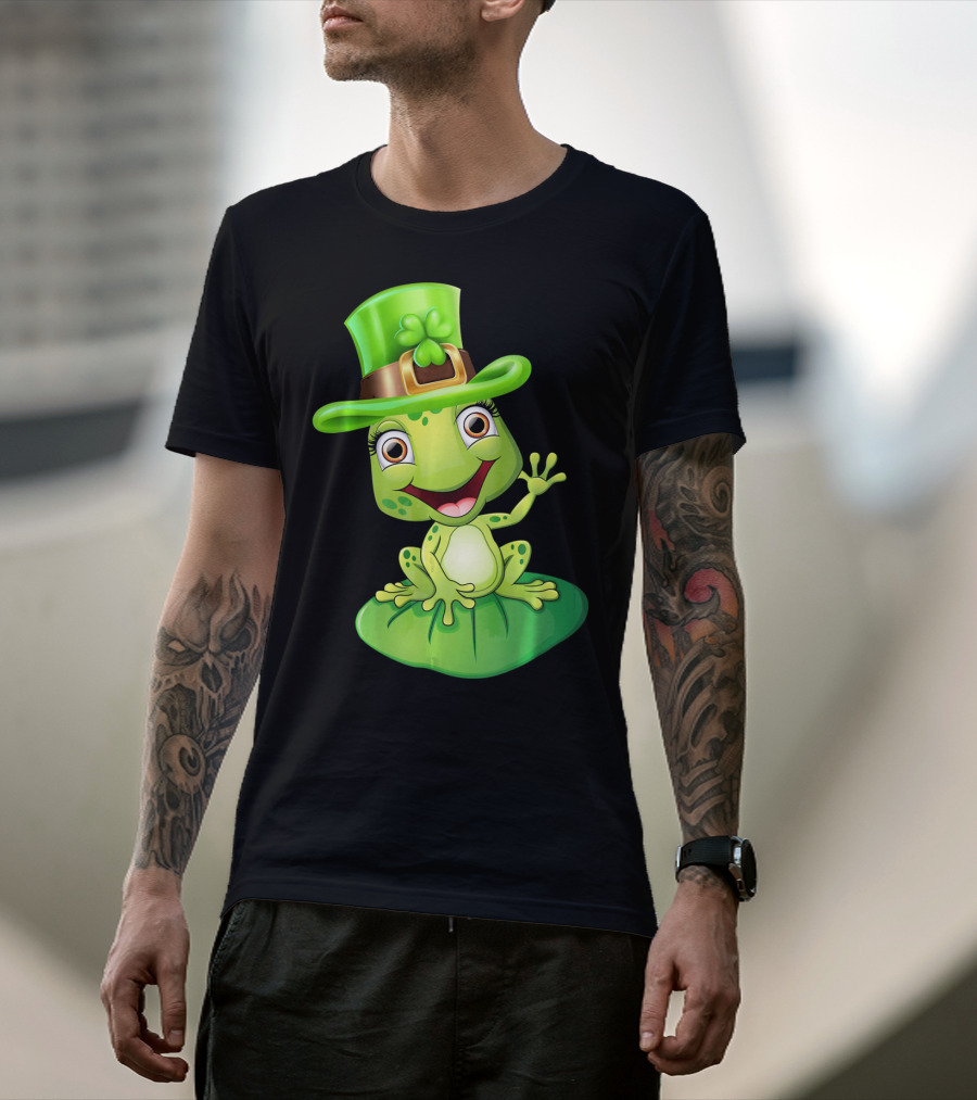 St. Patrick's Day Cute Frog In Green Hat T-Shirt