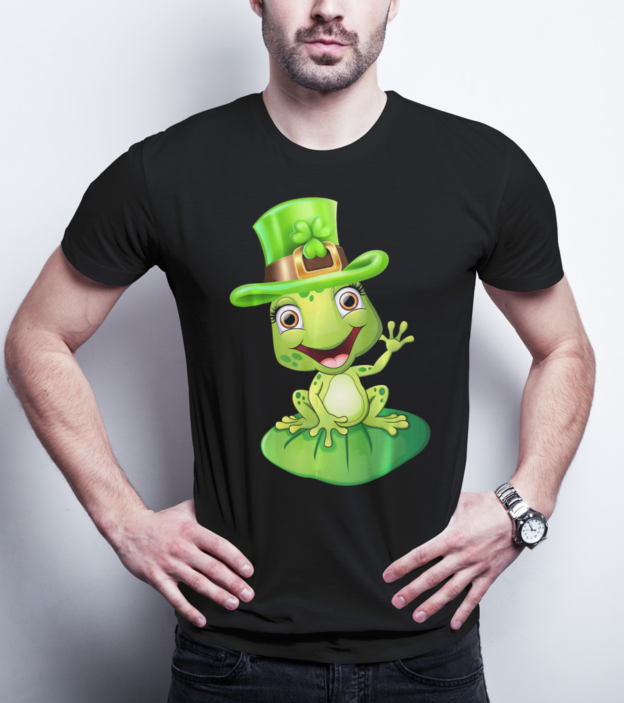 St. Patrick's Day Cute Frog In Green Hat T-Shirt