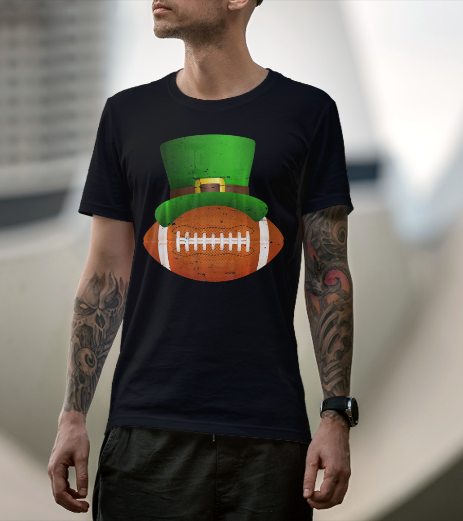Funny St Patricks Leprechaun Football Hat Luck T-Shirt