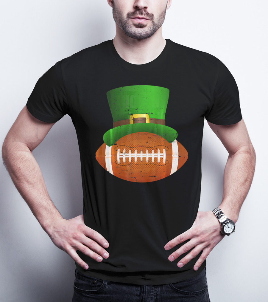 Funny St Patricks Leprechaun Football Hat Luck T-Shirt