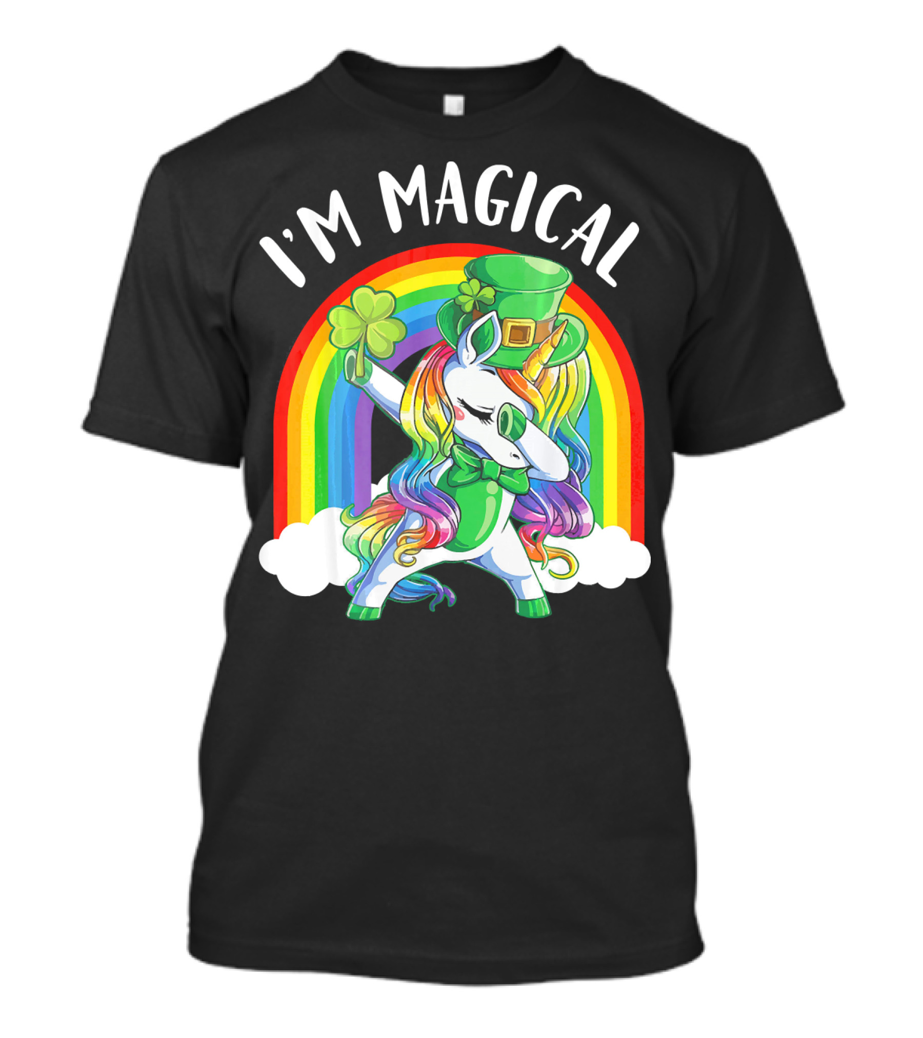 I'm Magical Unicorn Leprechaun Dabbing With Shamrock And Rainbow T-Shirt