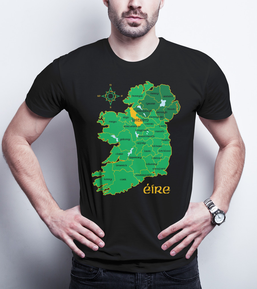 Leitrim Ireland County Map Éire Compass T-Shirt