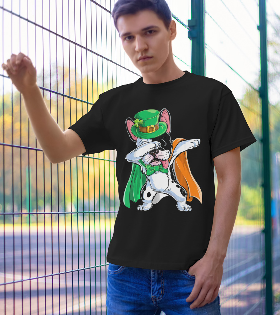 Dabbing French Bulldog St. Patrick's Day Leprechaun Costume T-Shirt