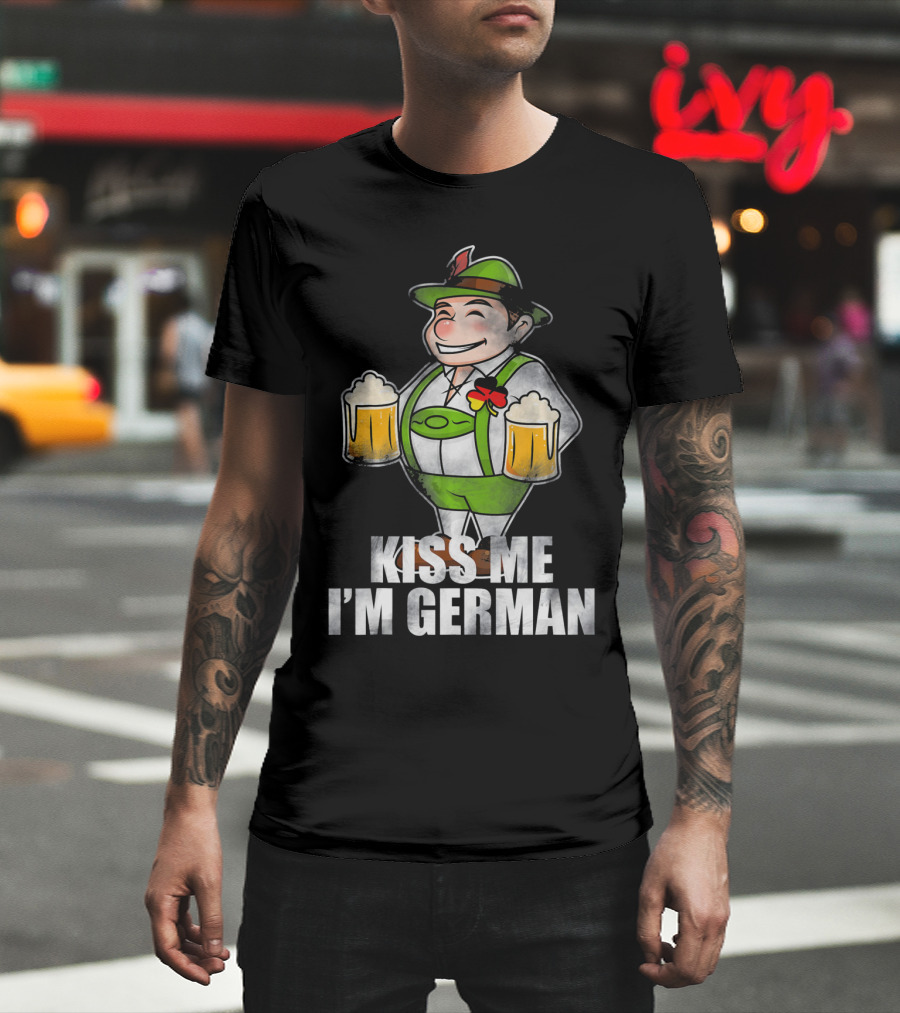 Kiss Me I'm German St Patrick's Day Lederhosen Beer T-Shirt