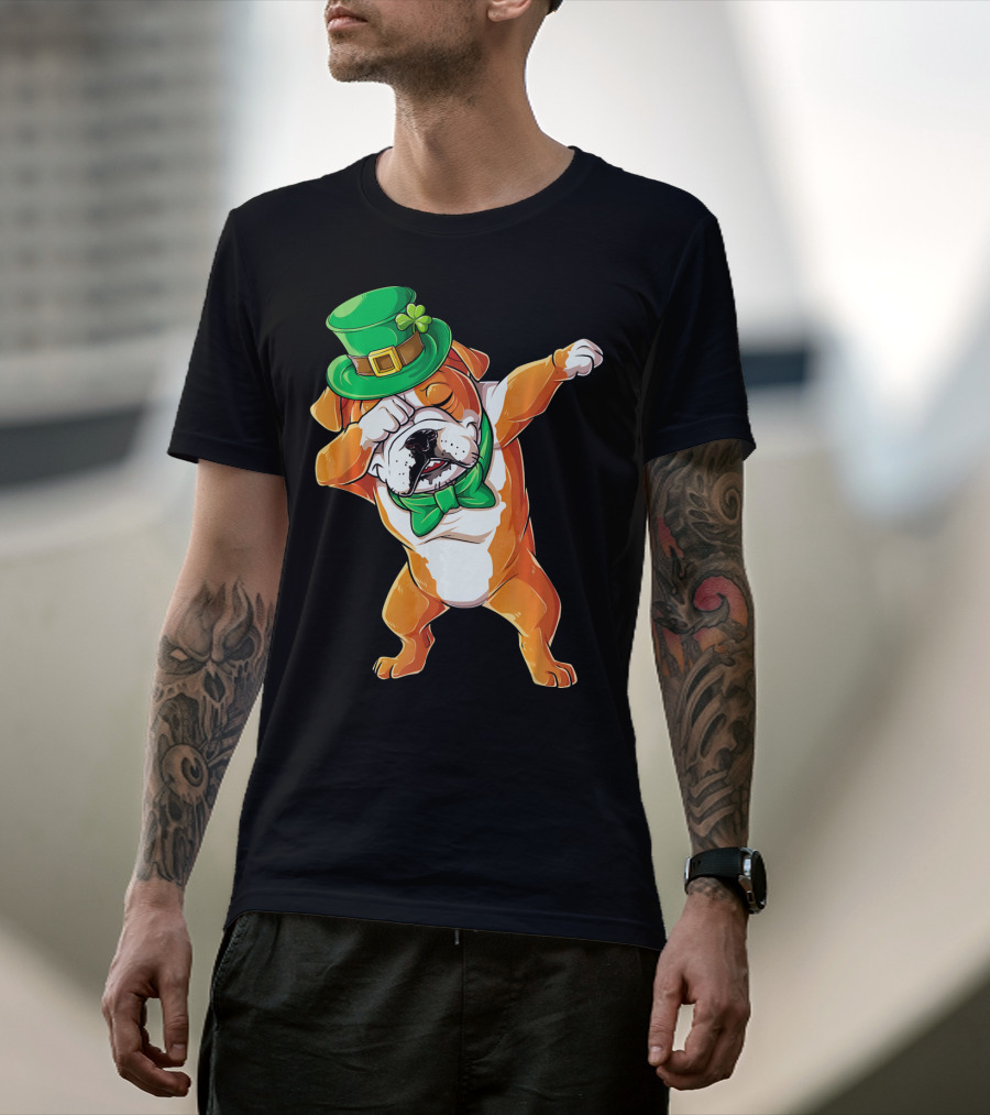 St. Patrick's Day Dabbing English Bulldog T-Shirt