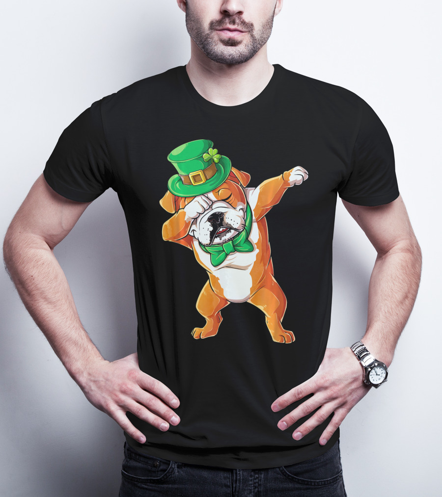 St. Patrick's Day Dabbing English Bulldog T-Shirt