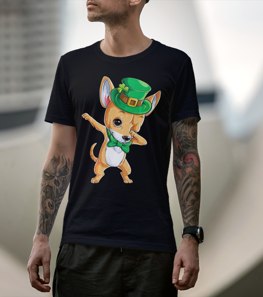 St. Patrick's Day Dabbing Chihuahua Leprechaun Hat T-Shirt