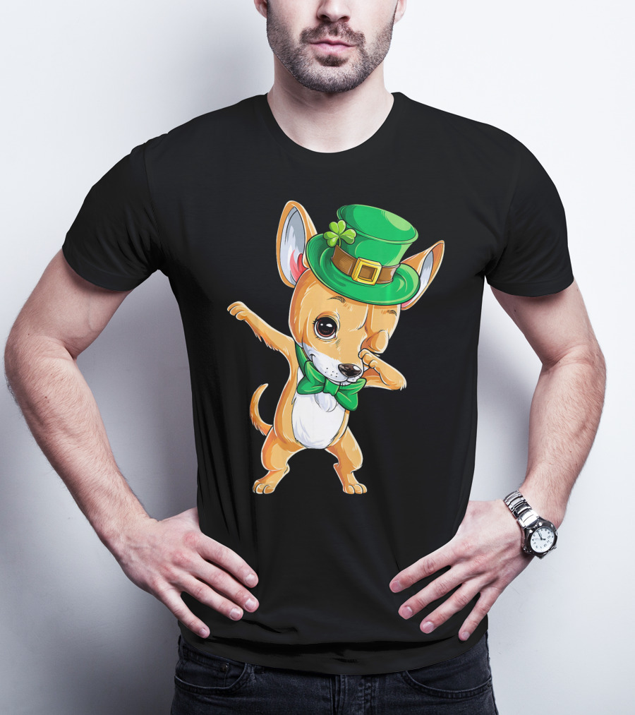 St. Patrick's Day Dabbing Chihuahua Leprechaun Hat T-Shirt