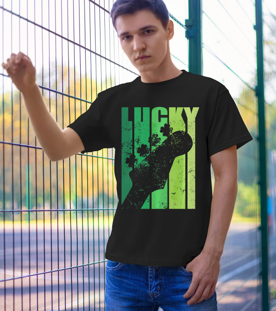 Lucky Irish Shamrock Guitar T-Shirt