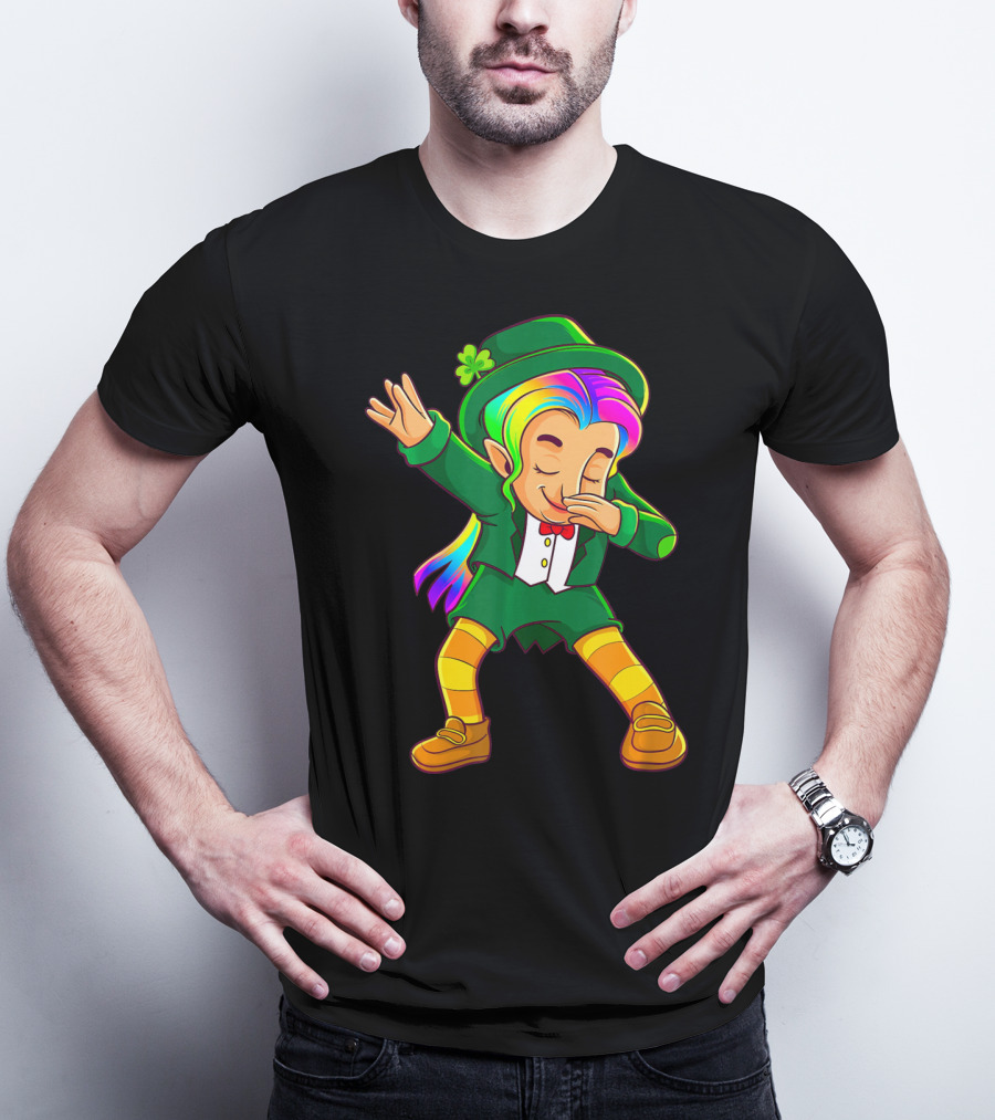 Dabbing Rainbow Leprechaun Girl St Patrick's Day T-Shirt