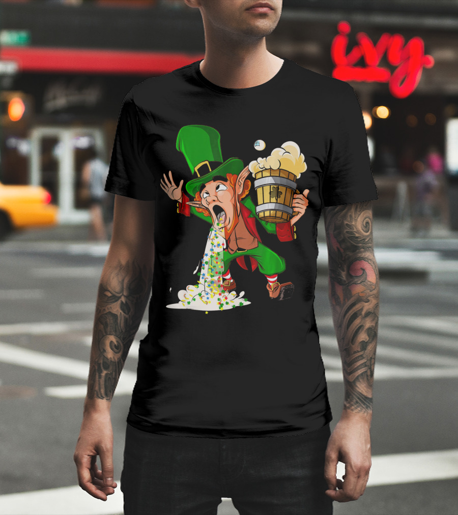 Funny Puking Leprechaun St Patrick's Day Beer T-Shirt