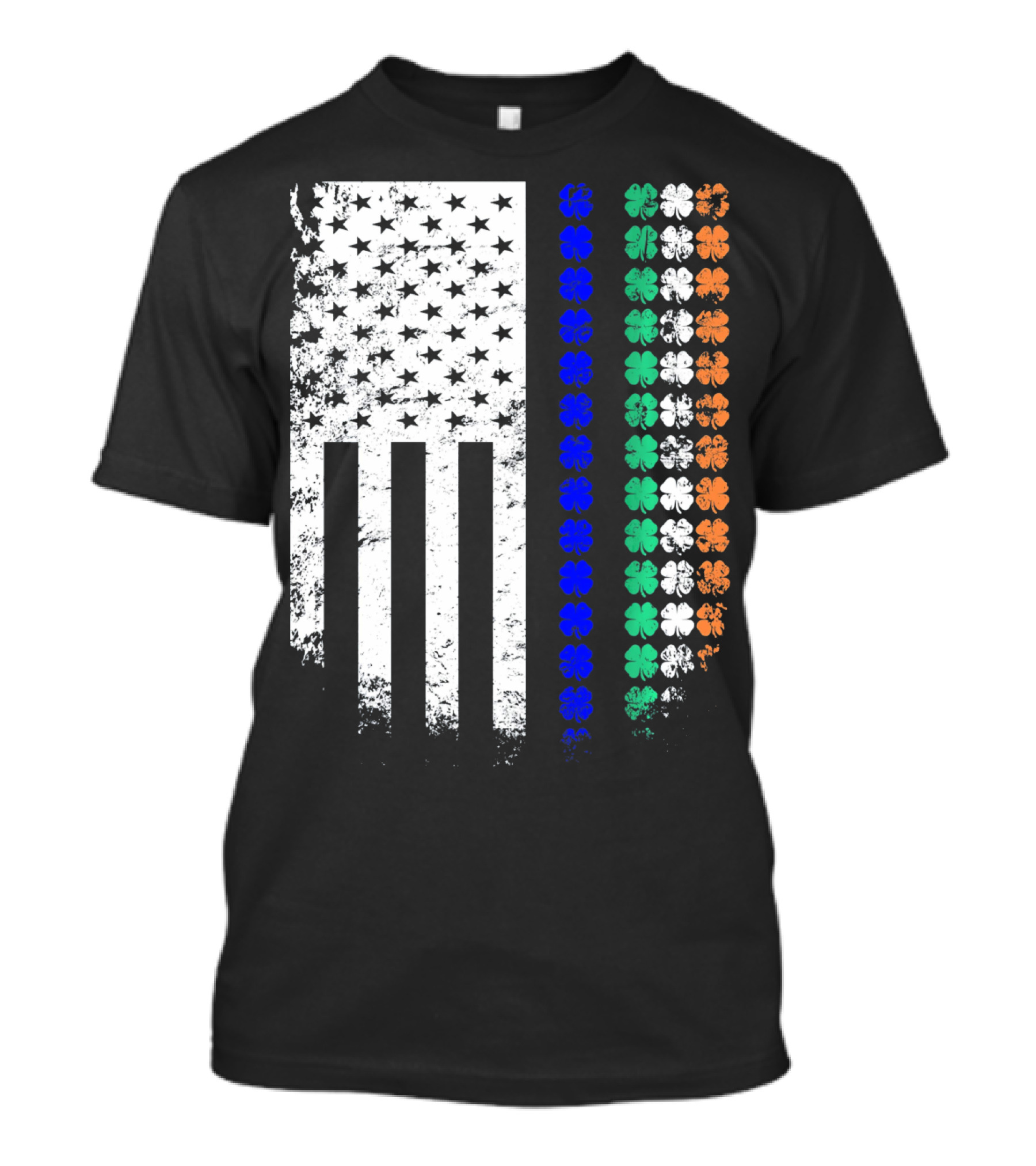 American Flag Irish Police Officer Shamrock Line T-Shirt