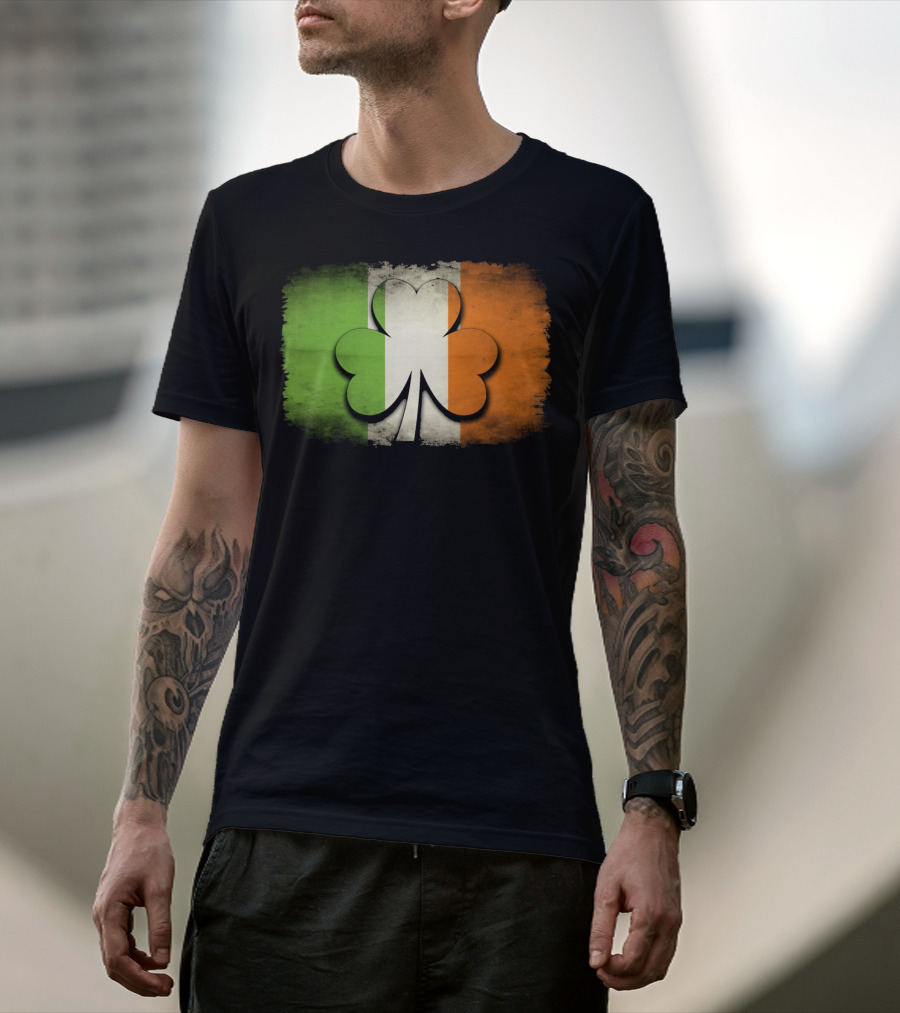 Irish Shamrock Flag Tricolor Emblem T-Shirt