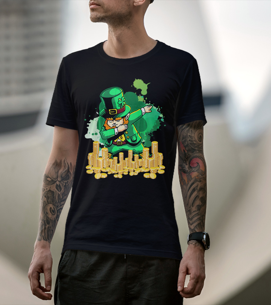 Dabbing Leprechaun And Gold Coins St. Patty's Day T-Shirt