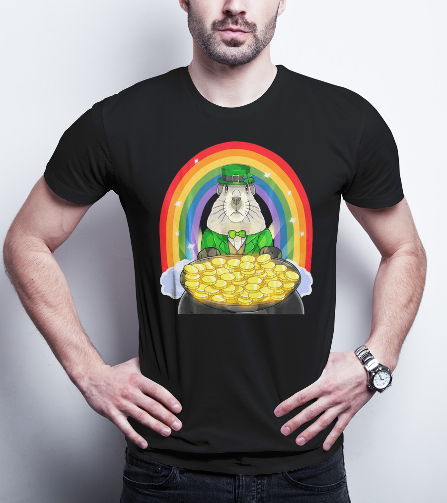 Groundhog Leprechaun Rainbow Gold St. Patrick's Day T-Shirt