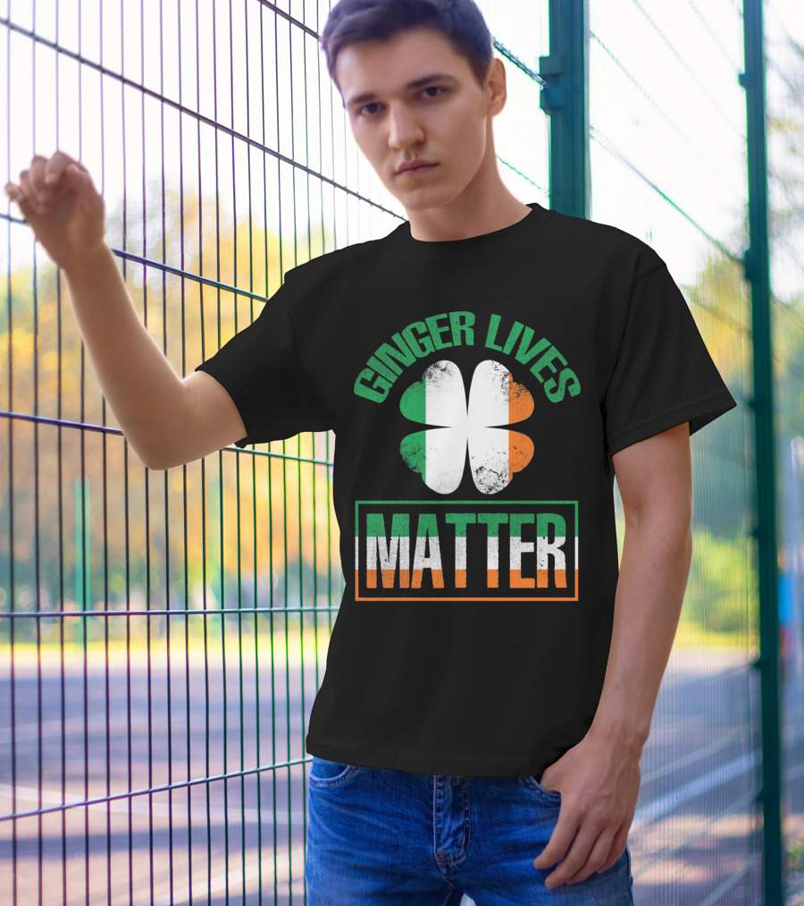 Ginger Lives Matter Irish Flag Shamrock T-Shirt