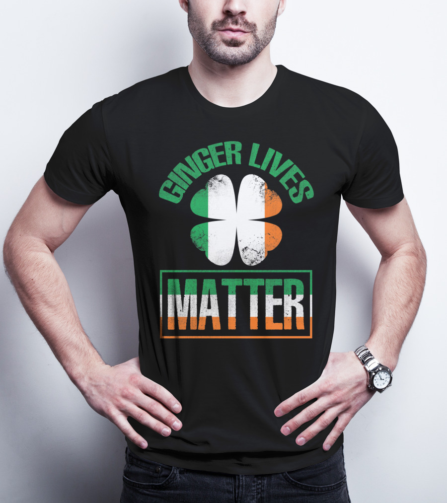 Ginger Lives Matter Irish Flag Shamrock T-Shirt