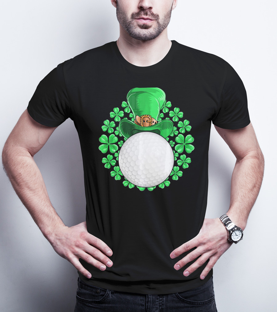 St Patricks Day Golfing Shamrock Hat Golf Ball T-Shirt