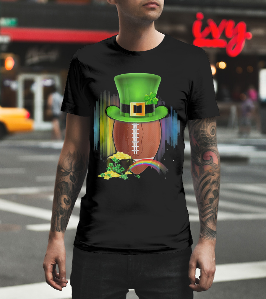 Saint Patricks Day Rugby Leprechaun Coin Rainbow T-Shirt