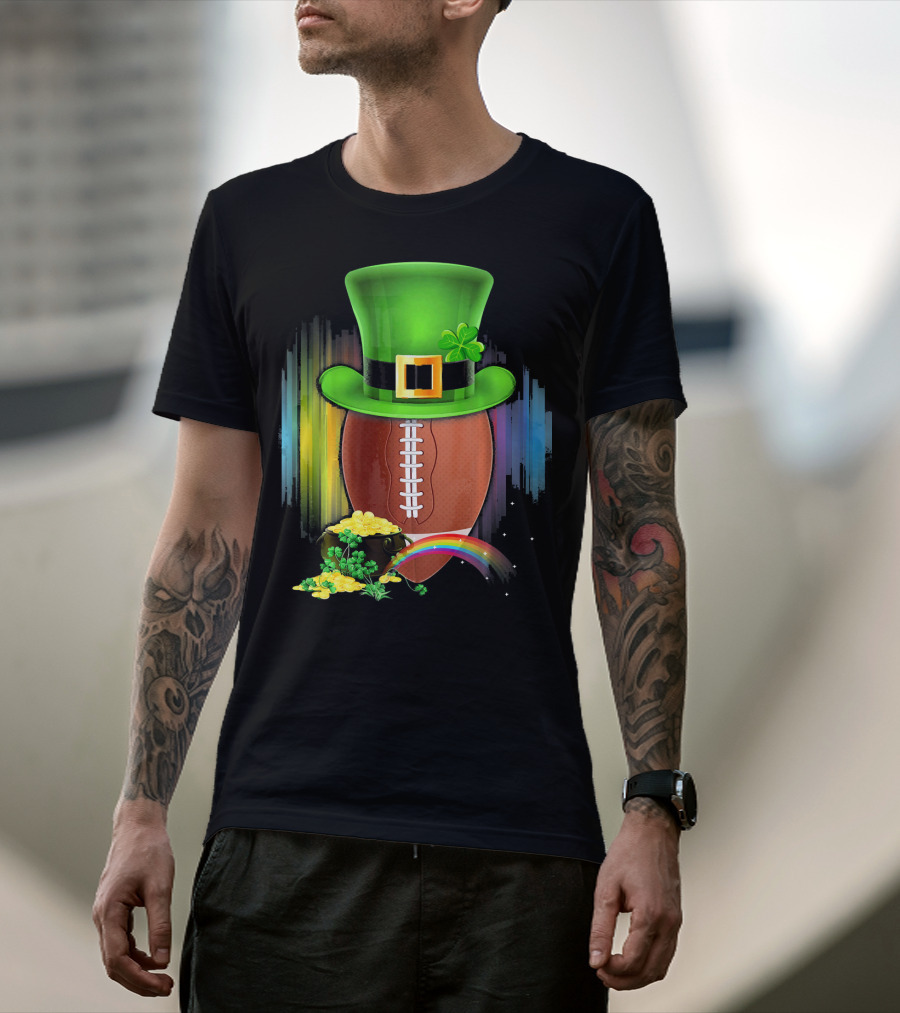 Saint Patricks Day Rugby Leprechaun Coin Rainbow T-Shirt
