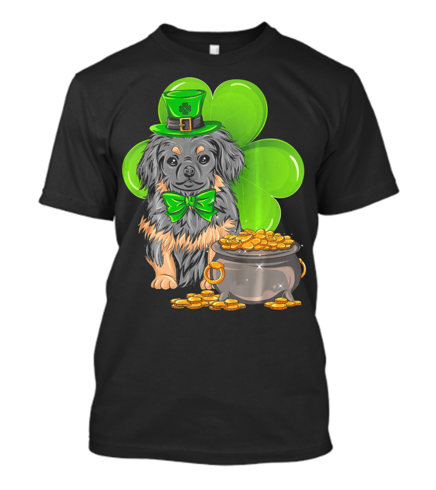 Pekingese St Patricks Day Leprechaun Dog Clover Hat Pot Of Gold T-Shirt
