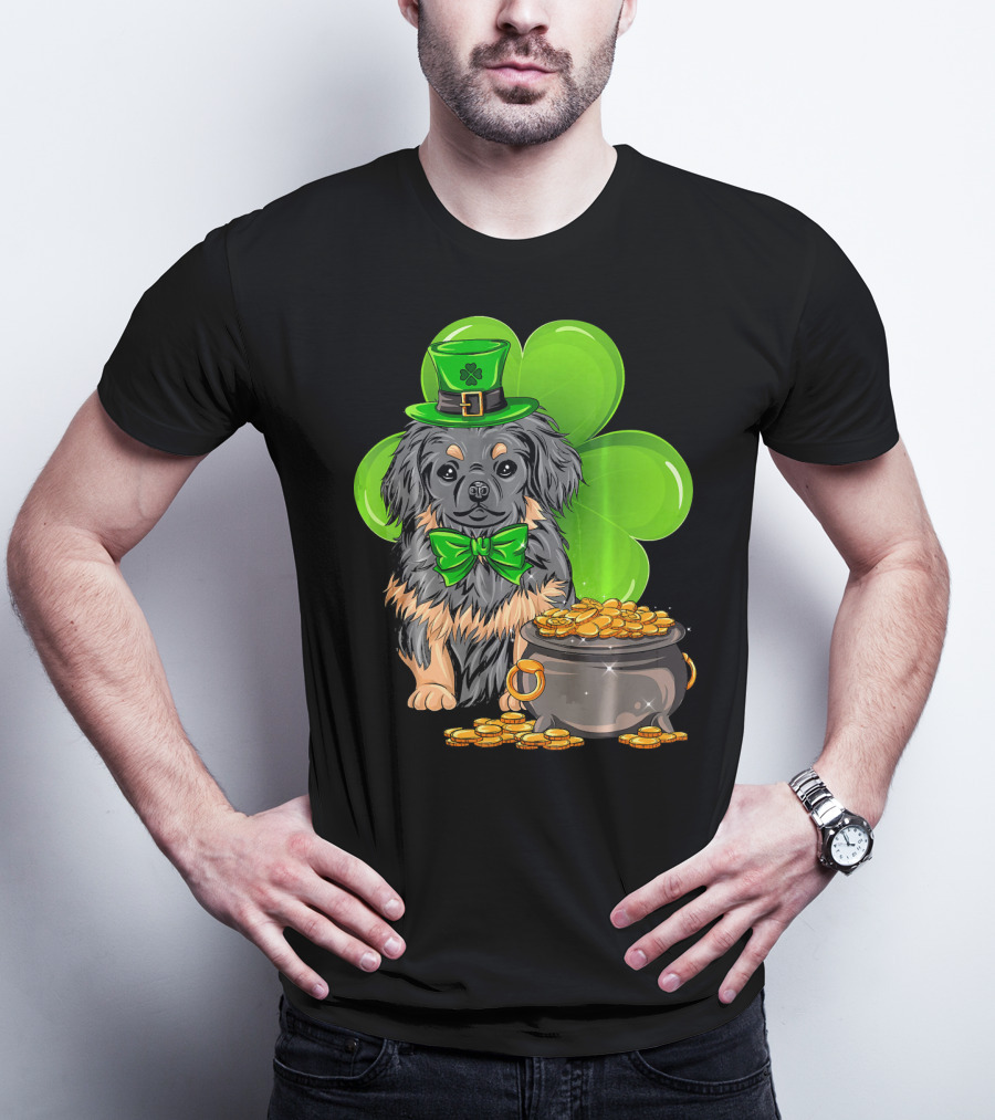 Pekingese St Patricks Day Leprechaun Dog Clover Hat Pot Of Gold T-Shirt