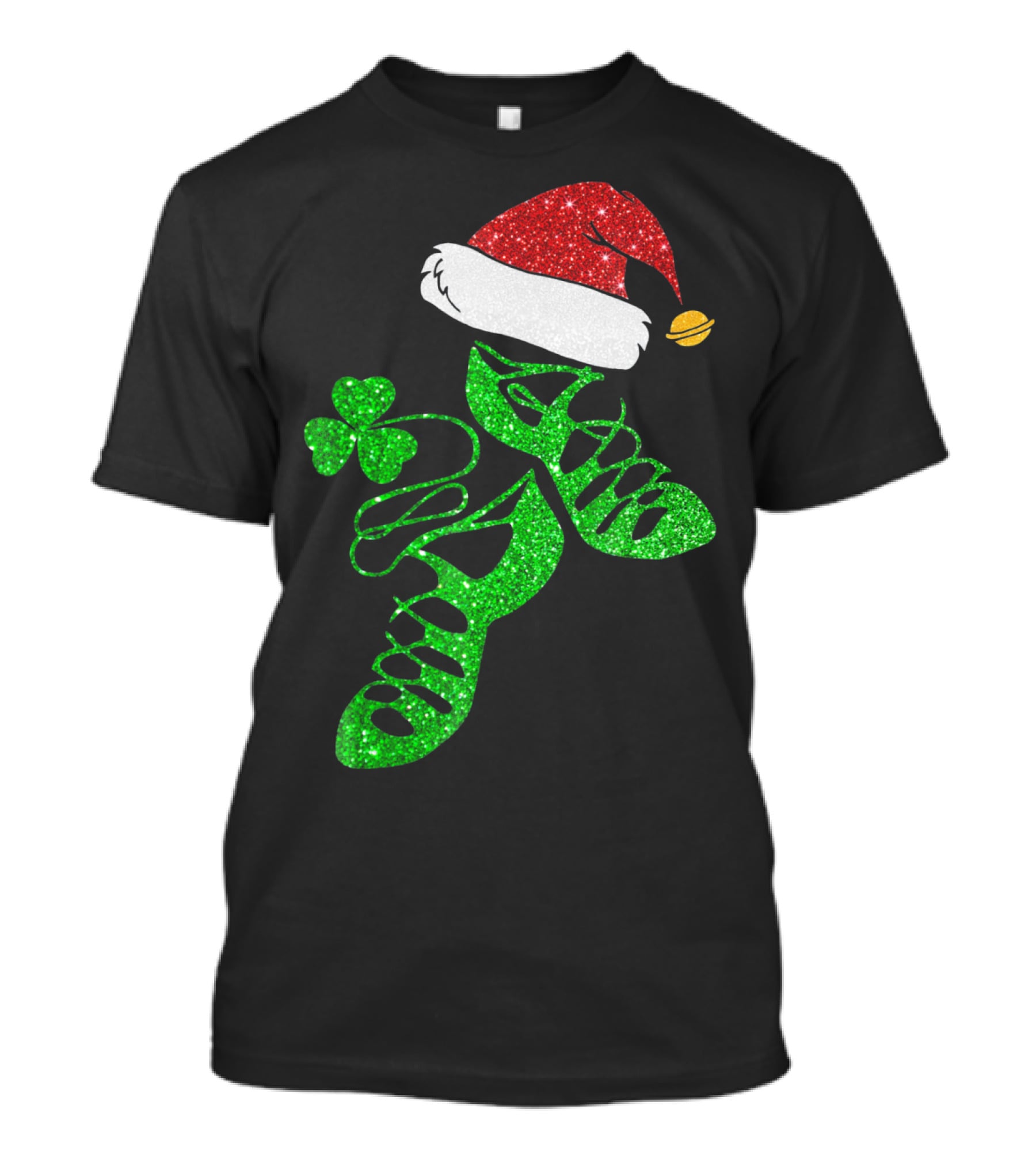 Santa Hat Irish Dance Shoes With Shamrock T-Shirt