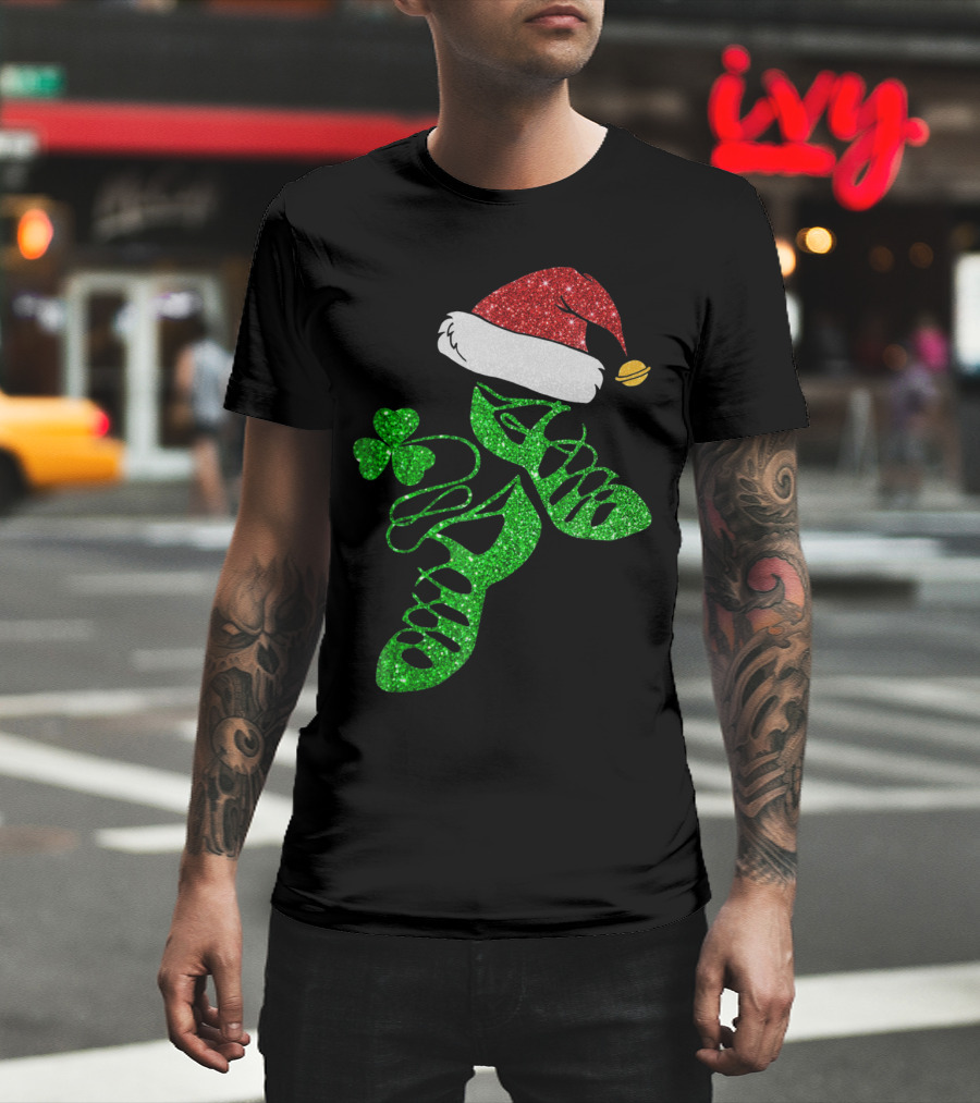 Santa Hat Irish Dance Shoes With Shamrock T-Shirt