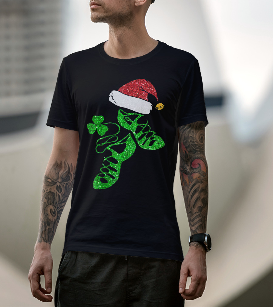 Santa Hat Irish Dance Shoes With Shamrock T-Shirt