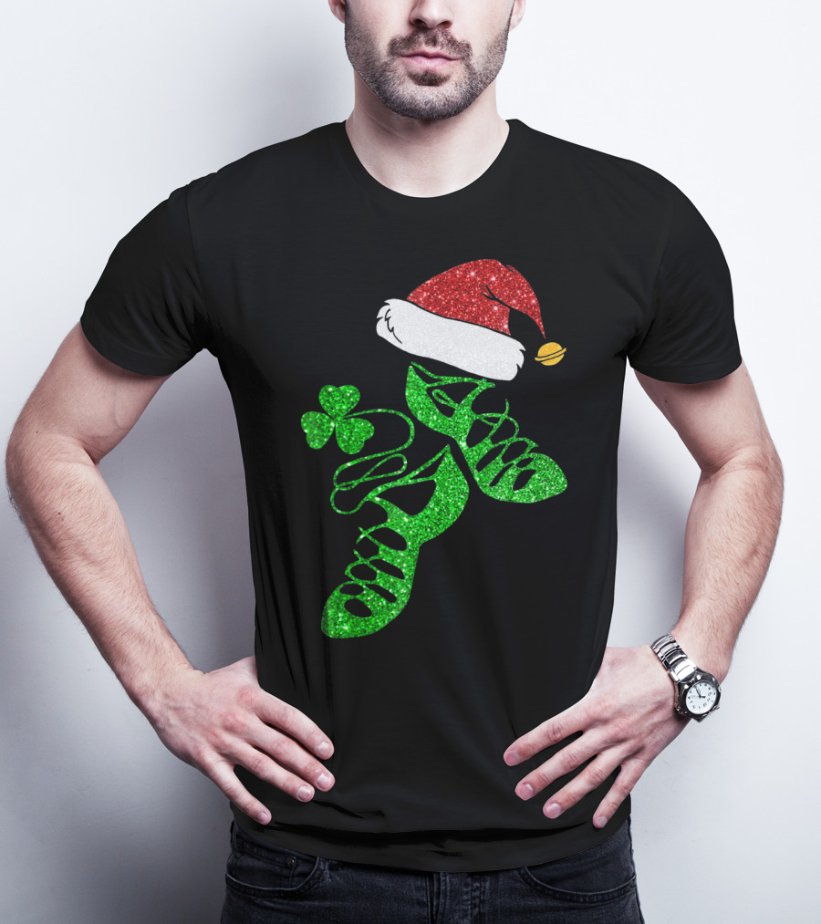 Santa Hat Irish Dance Shoes With Shamrock T-Shirt