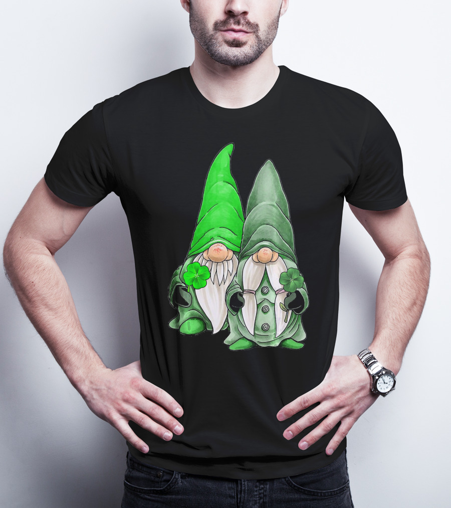 Green Gnomes Tomte Leprechaun Shamrock St. Patrick's Day Duo T-Shirt