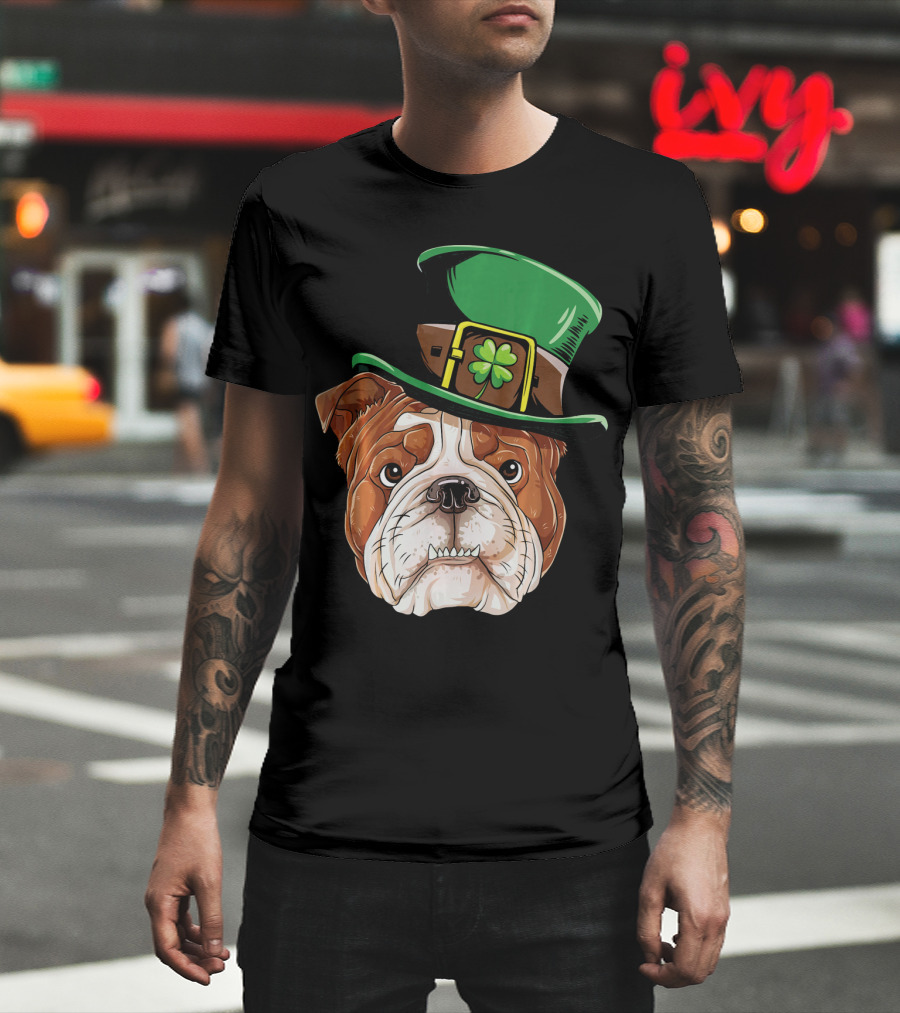 English Bulldog St. Patrick's Day Hat T-Shirt