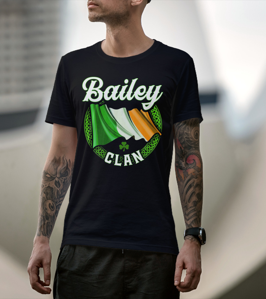Bailey Clan Irish Flag Shamrock T-Shirt