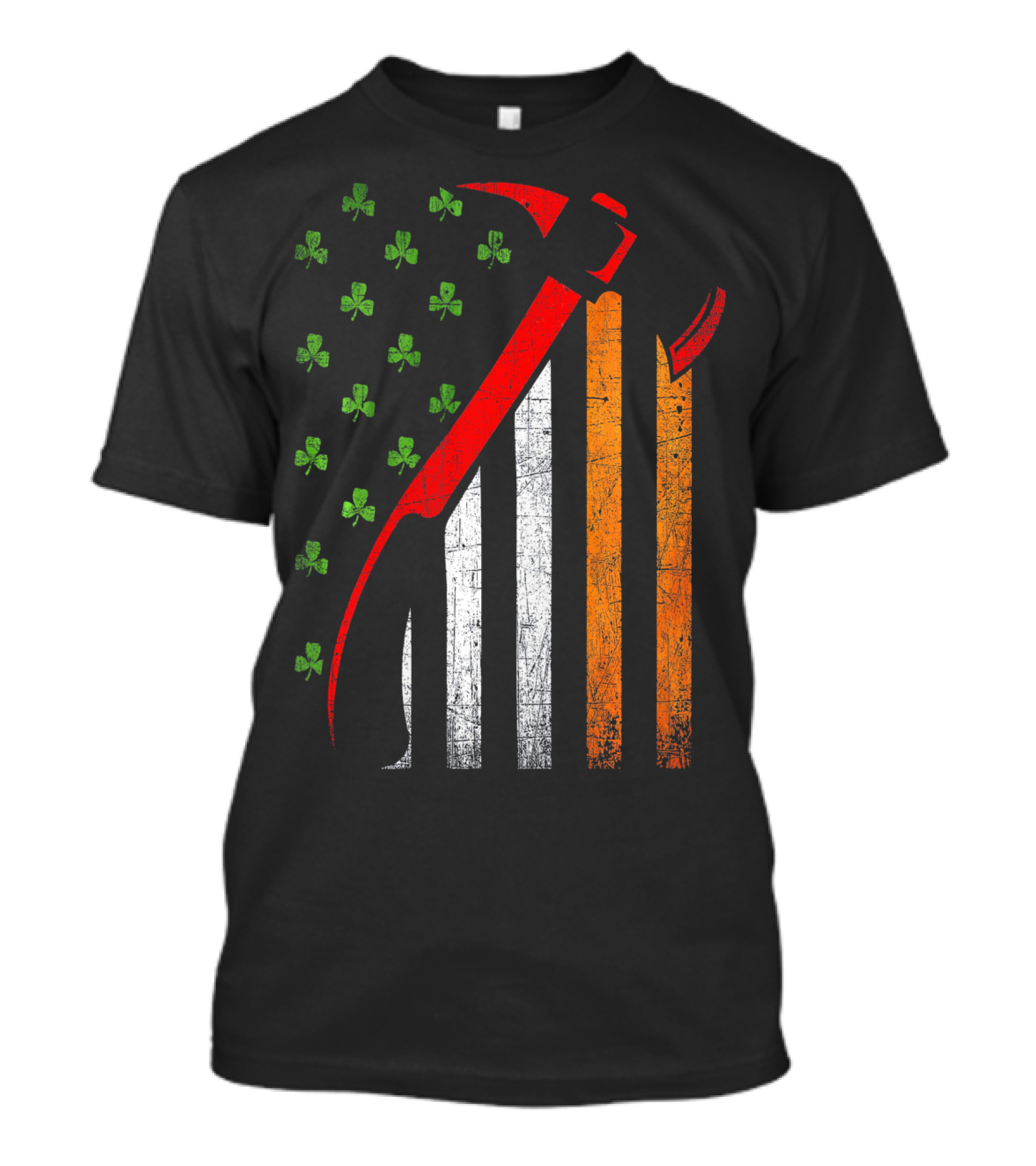 Firefighter Irish American Flag St Patrick's Day Axe Shamrock T-Shirt