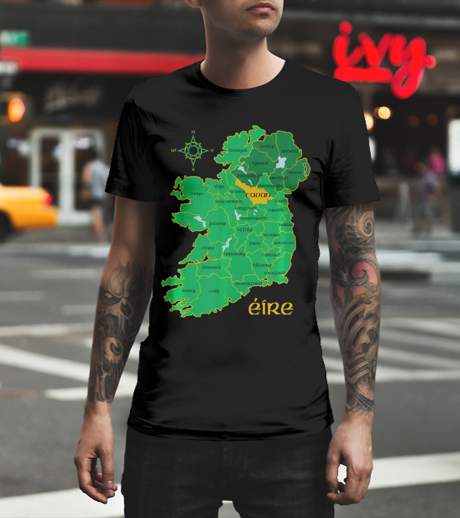 Cavan Éire Irish County Map Ireland T-Shirt