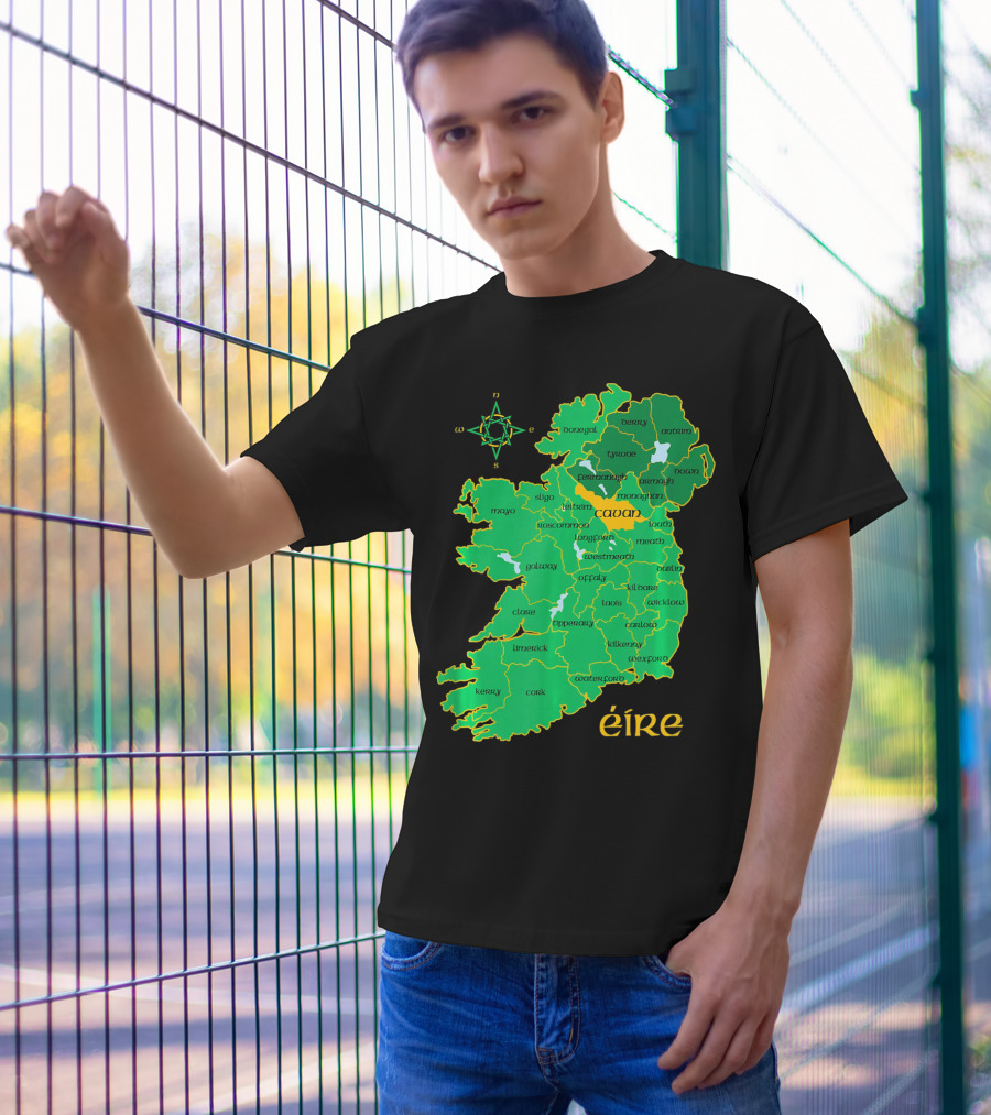 Cavan Éire Irish County Map Ireland T-Shirt