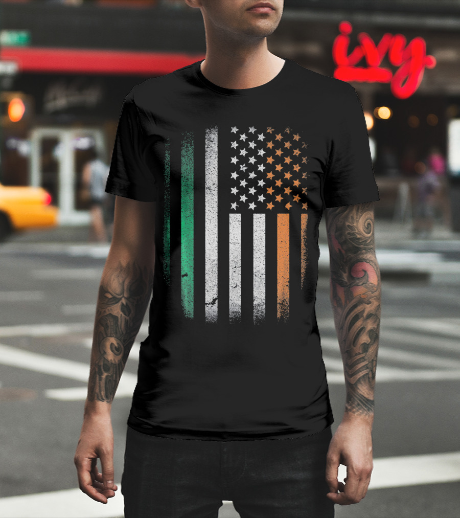 Irish Roots American Born Flag Fusion Ireland USA T-Shirt