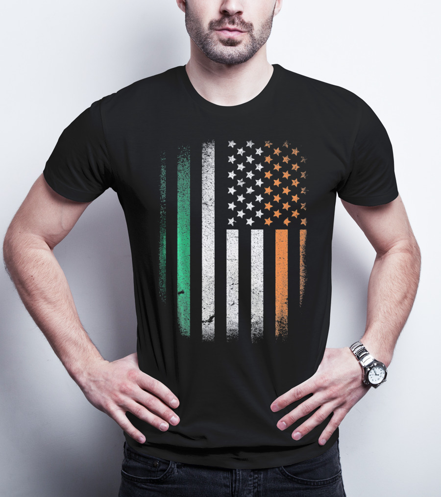 Irish Roots American Born Flag Fusion Ireland USA T-Shirt