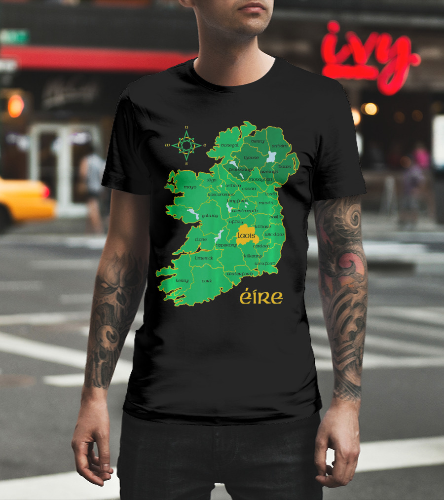 Laois Éire Ireland Irish County Map Compass T-Shirt