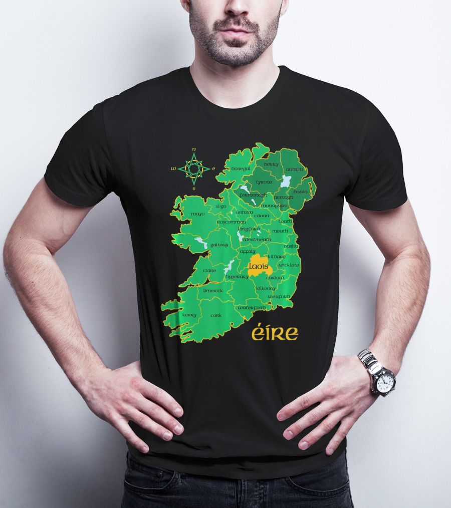 Laois Éire Ireland Irish County Map Compass T-Shirt