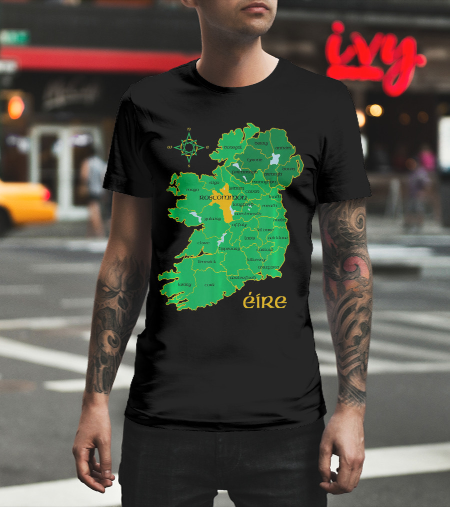 Roscommon Ireland Irish County Map Éire T-Shirt