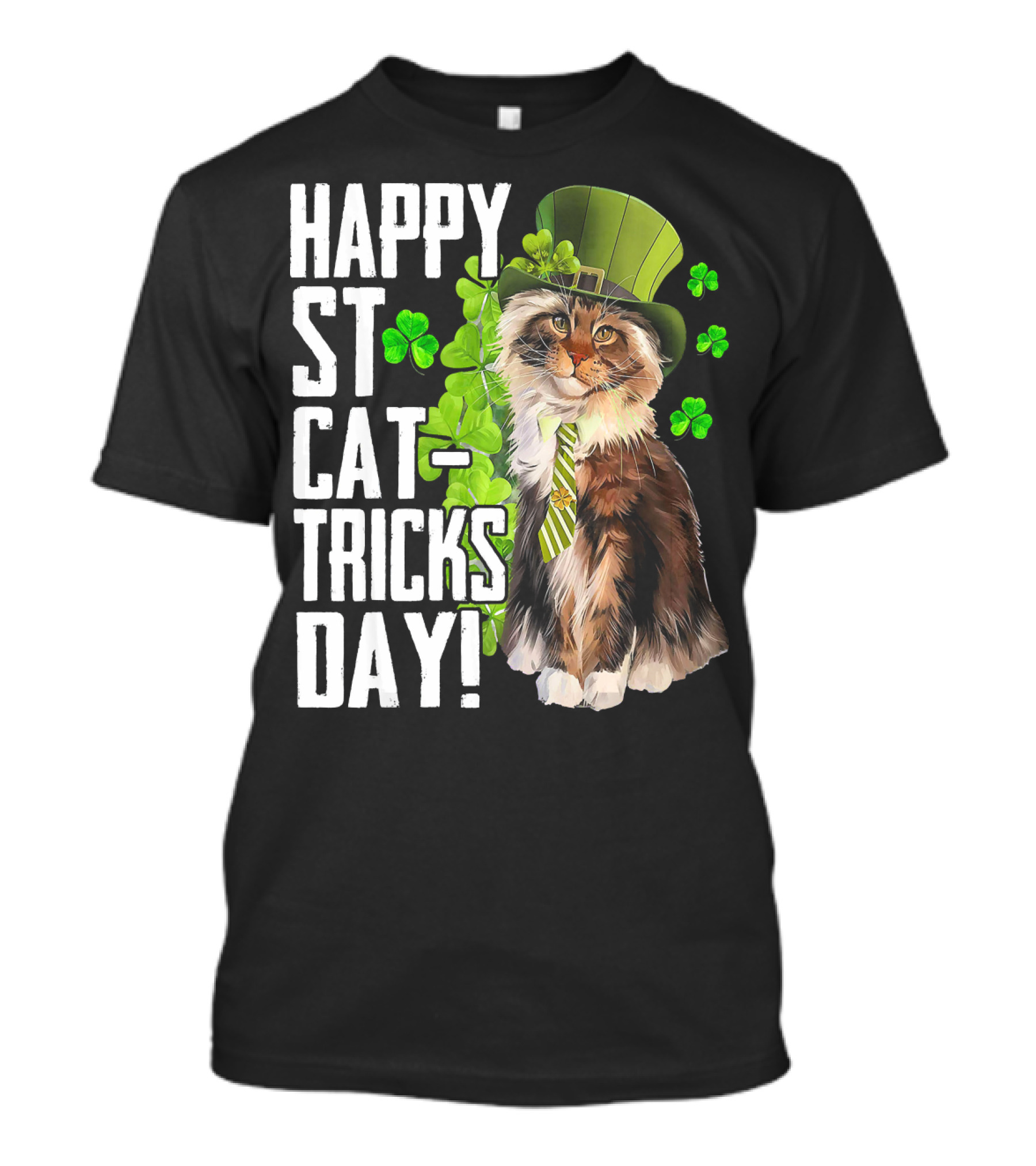 Happy St. Cat-Tricks Day Cat Shamrock Leprechaun Womens Hat T-Shirt