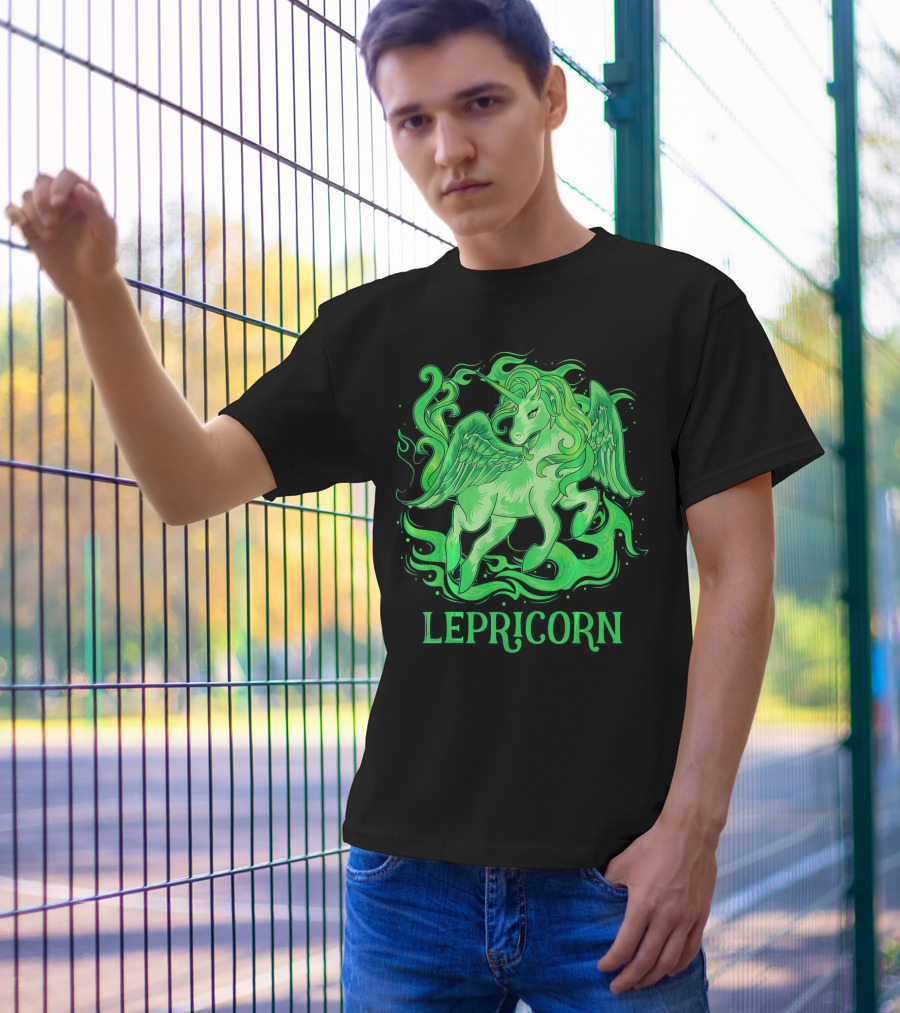 Lepricorn Green Unicorn With Wings T-Shirt