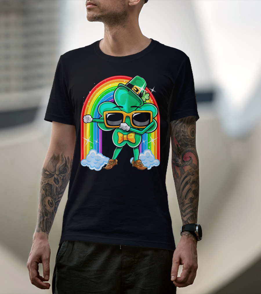 Flossing Shamrock St. Patricks Day Rainbow T-Shirt