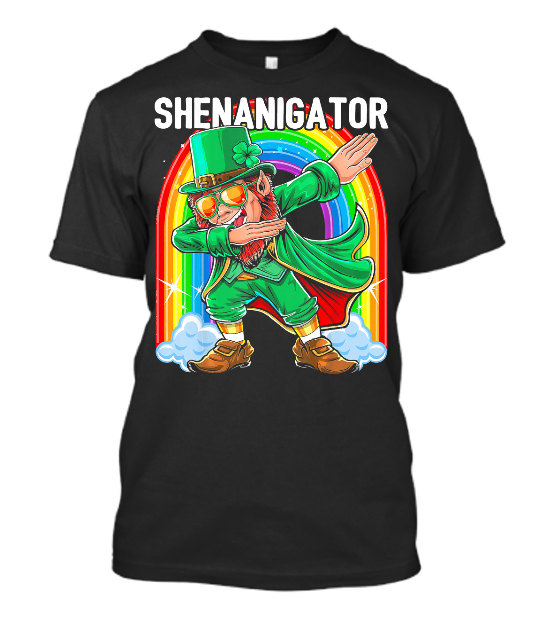 SHENANIGATOR Dabbing Leprechaun Rainbow T-Shirt