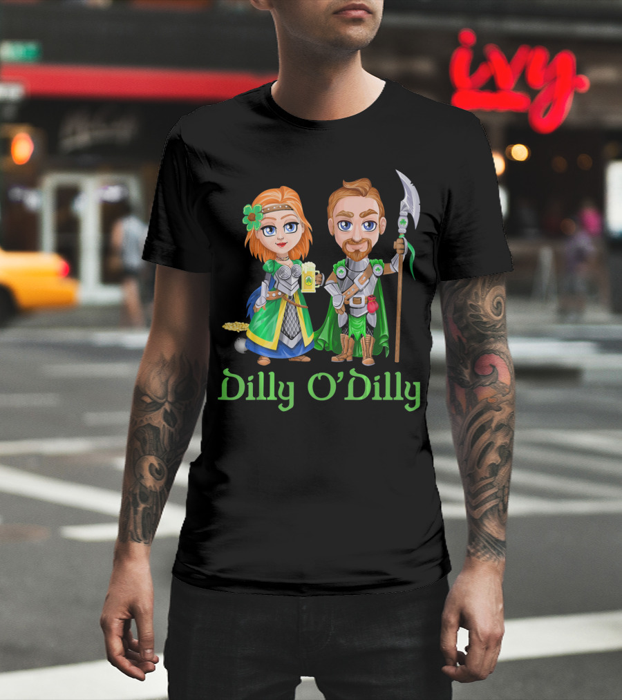St. Patricks Day Dilly O'Dilly With Fantasy Characters And Shamrock Ale T-Shirt