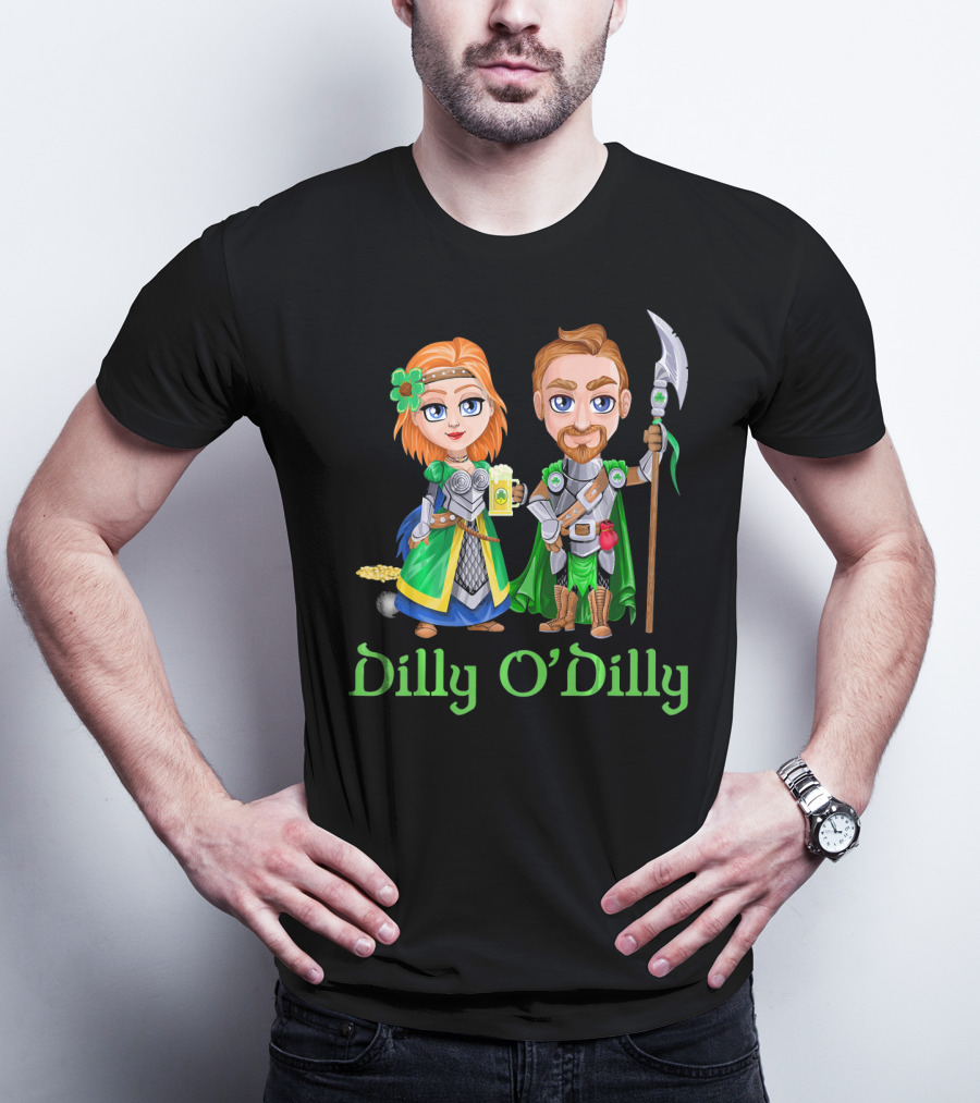 St. Patricks Day Dilly O'Dilly With Fantasy Characters And Shamrock Ale T-Shirt