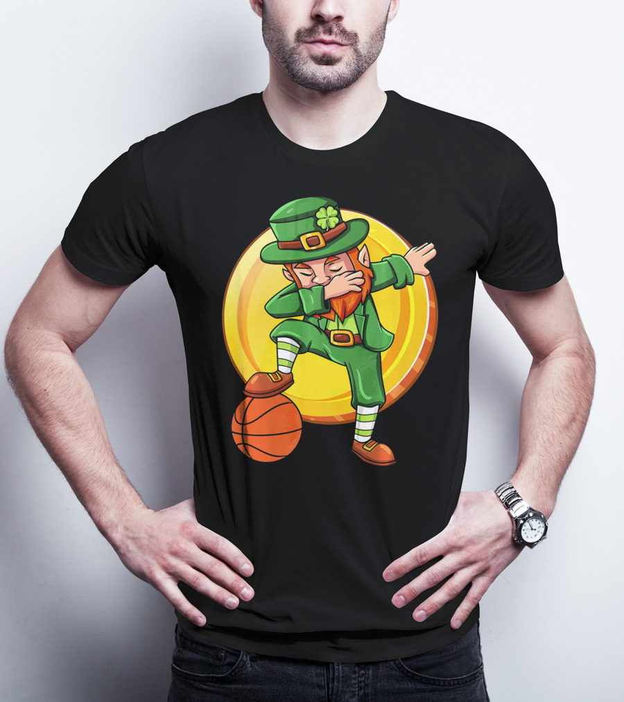Dabbing Leprechaun Basketball St Patrick Coin T-Shirt