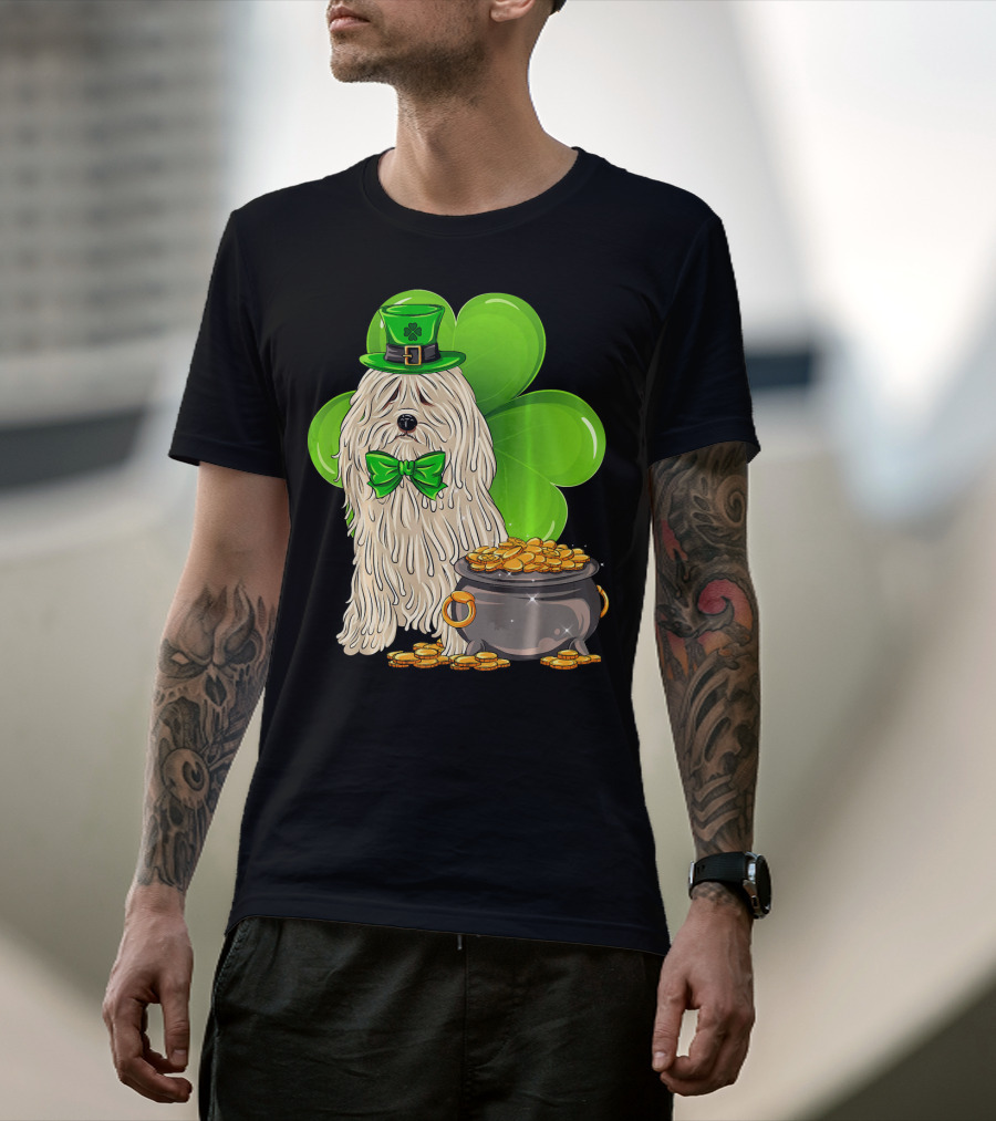 Puli Dog St Patricks Day Leprechaun With Pot Of Gold And Shamrock T-Shirt