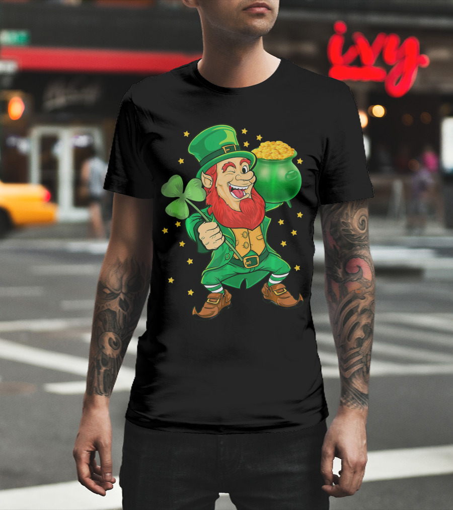 St Patricks Day Leprechauns Pot Of Gold And Shamrock T-Shirt